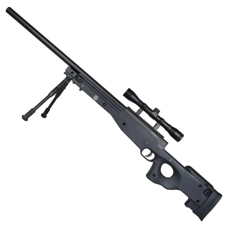 WELL AIRSOFT SNIPER SPRING POWERED RIFLE WITH BIPOD, 4X32 SCOPE AND ...