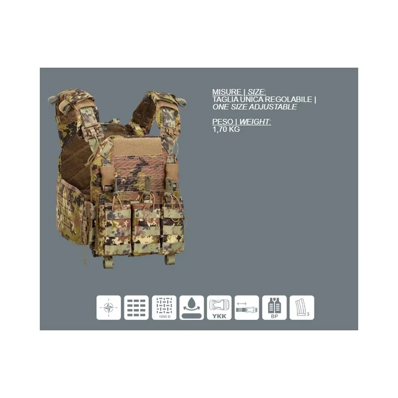 STORM PLATE CARRIER WITH QUICK RELEASE SYSTEM + TRIPLE MAG. POUCH VEGETATO VERDE COYOTE DEFCON 5 ...